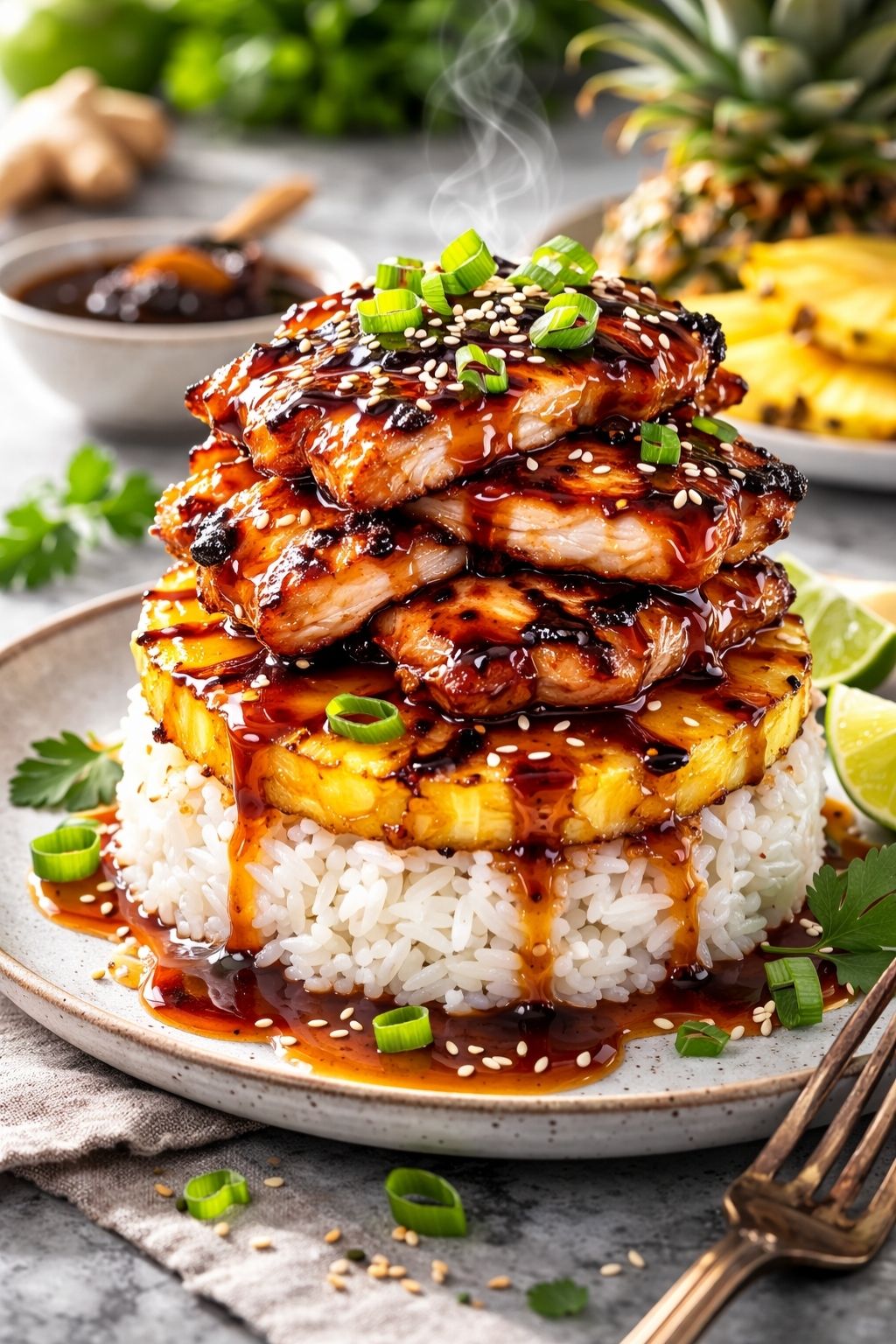 Hawaiian Huli Huli Chicken Stack Recipe - Culinary Pearl